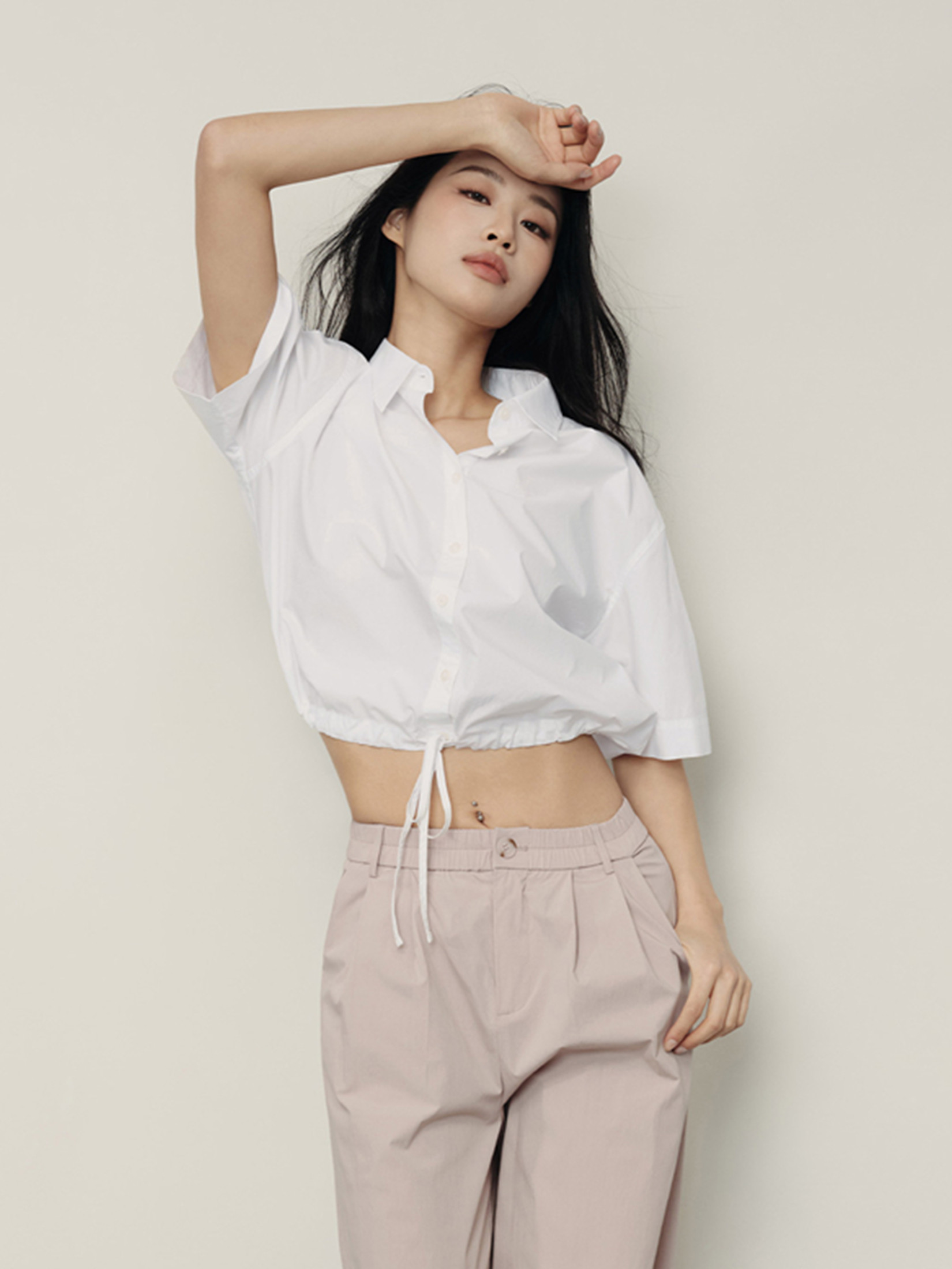 GIORDANO Women s Online Exclusive Cropped Drawstring hem Shirt (Korea ...