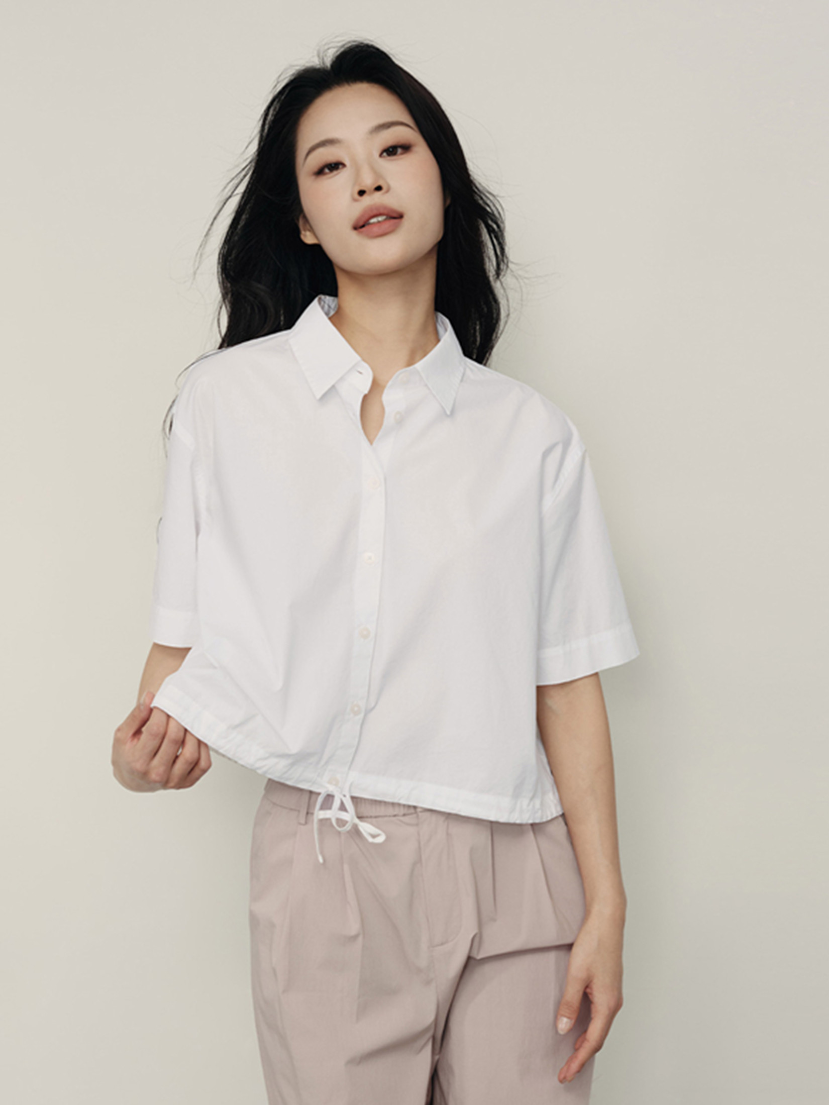 GIORDANO Women s Online Exclusive Cropped Drawstring hem Shirt (Korea ...